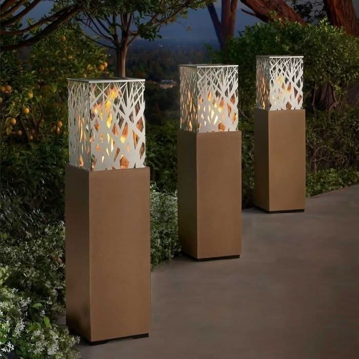 American Fyre Designs Nest 16 Inch Lantern Square Fire Urn, Black Lava
