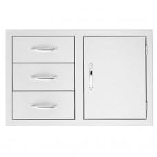 Summerset 33 Inch Stainless Steel Flush Mount Access Door & Triple Dra