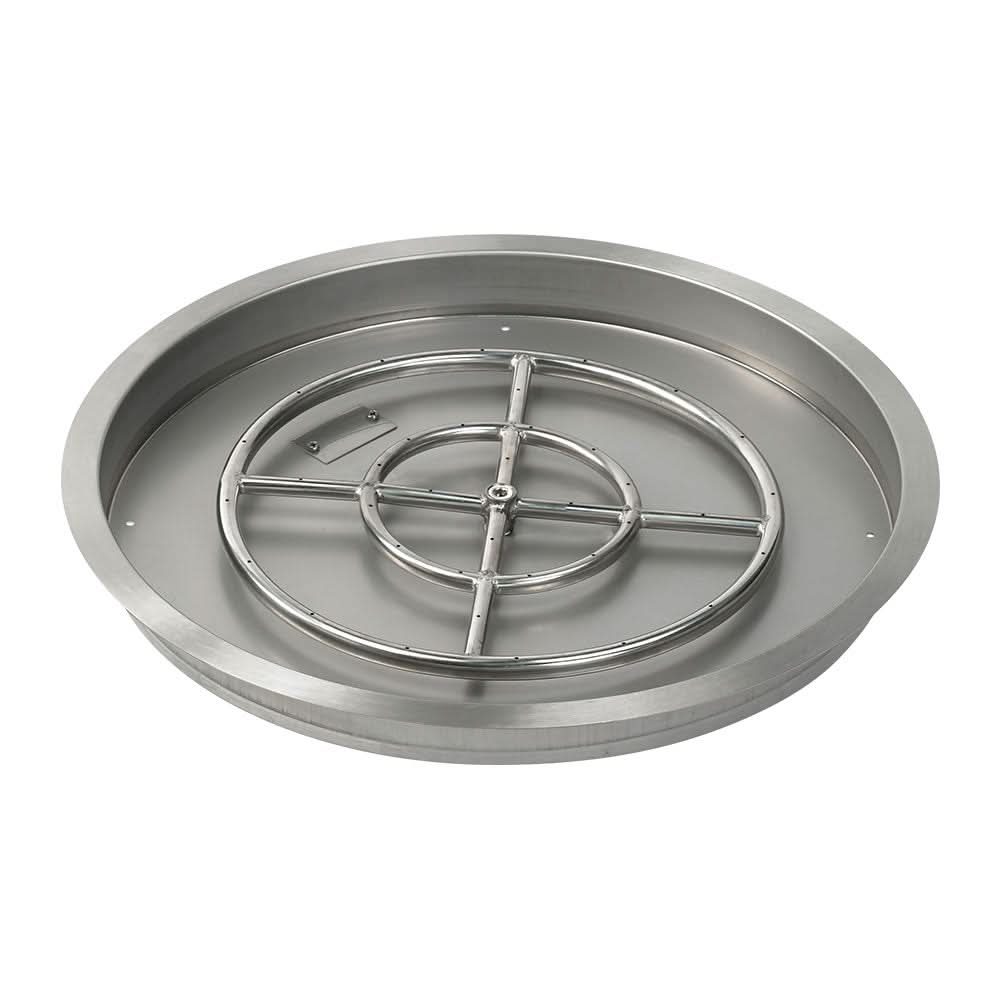 American Fire Glass 19-Inch Stainless Steel Round Drop-In Pan W/ 12-In
